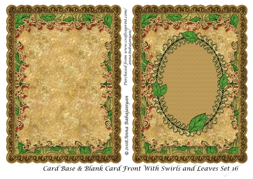 Card Base & Blank Card Front With Swirls and Leaves Set 16 - CUP876560 ...