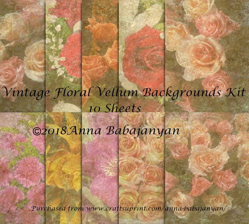 Vintage Floral Vellum Backgrounds Kit - CUP884953_96 | Craftsuprint