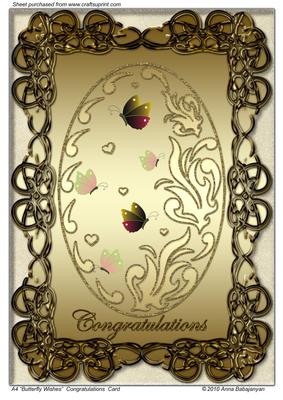 A4 "butterfly Wishes" Congratulations Card - CUP88743_96 | Craftsuprint