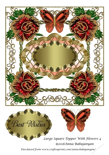 Large Square Topper With Flowers 4 - CUP900253_96 | Craftsuprint