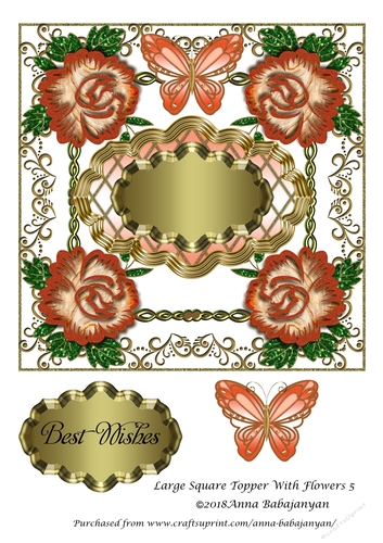 Large Square Topper With Flowers 5 - CUP900255_96 | Craftsuprint