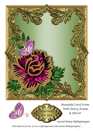 Beautiful Card Front With Fancy Frame & Flower - CUP900655_96 ...