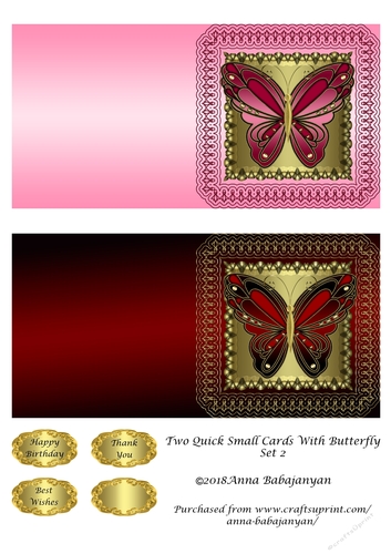 Two Quick Small Cards With Butterfly Set 2 - CUP909006_96 | Craftsuprint