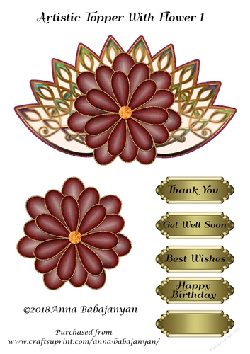 Artistic Topper With Flower 1 - CUP914673_96 | Craftsuprint