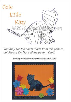 Cute Little Kitty Iris Folding Pattern - CUP91513_96 | Craftsuprint