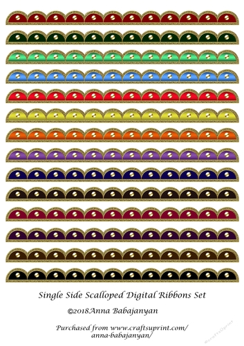 Single Side Scalloped Digital Ribbons Set - CUP920006_96 | Craftsuprint