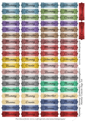Mammy Nanny Godmother Goddaughter Nanna Cousin Tags Set - CUP939757_96 ...
