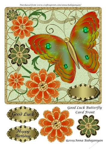 Good Luck Butterfly Card Front - CUP939781_96 | Craftsuprint