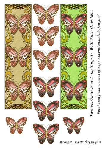 Two Bookmarks or Long Toppers With Butterflies Set 1 - CUP951325_96 ...
