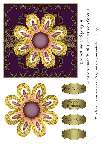 Square Topper With Decorative Flower 5 - CUP957932_96 | Craftsuprint