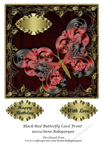 Black-Red Butterfly Card Front - CUP968196_96 | Craftsuprint