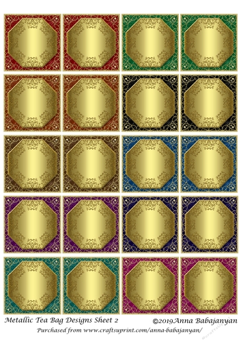 Metallic Tea Bag Designs Sheet 2 - CUP968675_96 | Craftsuprint