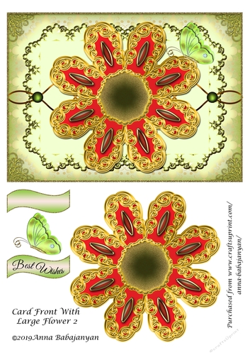 Card Front With Large Flower 2 - CUP969616_96 | Craftsuprint