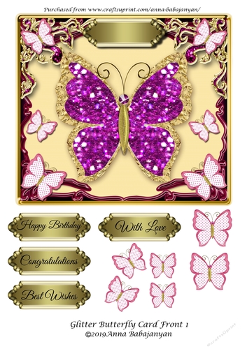 Glitter Butterfly Card Front 1 - CUP973168_96 | Craftsuprint