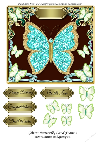 Glitter Butterfly Card Front 3 - CUP973170_96 | Craftsuprint