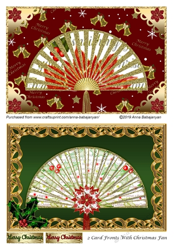 2 Card Fronts With Christmas Fan - CUP975942_96 | Craftsuprint