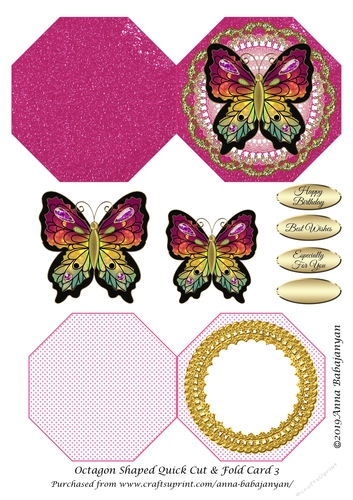Octagon Shaped Quick Cut & Fold Card 3 - CUP977578_96 | Craftsuprint