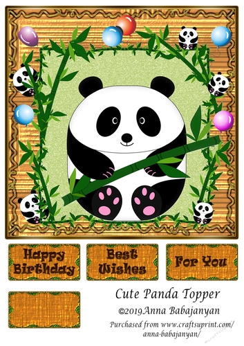 Cute Panda Topper - CUP985428_96 | Craftsuprint