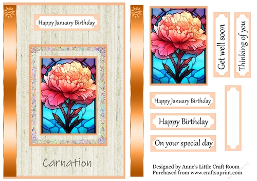 JANUARY FLORAL BIRTHDAY CARD - CUP1315045_107604 | Craftsuprint
