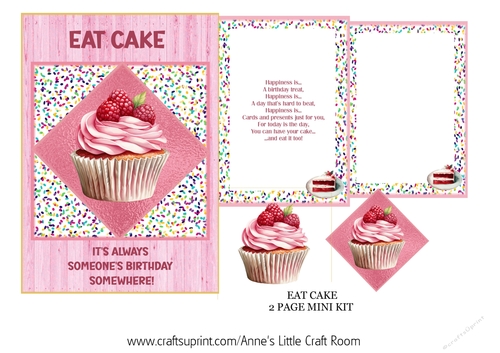 EAT CAKE BIRTHDAY CARD & INSERTS - CUP1326865_107604 | Craftsuprint