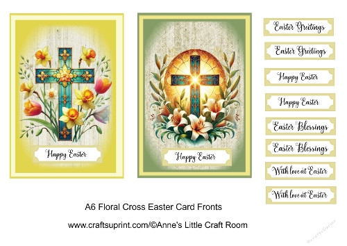 A6 FLORAL CROSS EASTER CARD FRONTS - CUP1365207_107604 | Craftsuprint