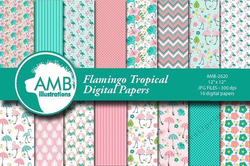Tropical Flamingo Papers AMB-2620 - CUP1058249_83483 | Craftsuprint