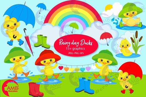 Rainy Day Ducks Clipart AMB-2735 - CUP1059043_83483 | Craftsuprint