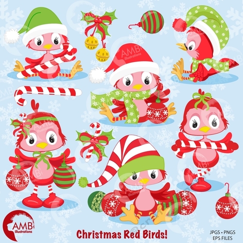 Christmas Clipart, Christmas Birds Clipart, Christmas Animal Clipart ...