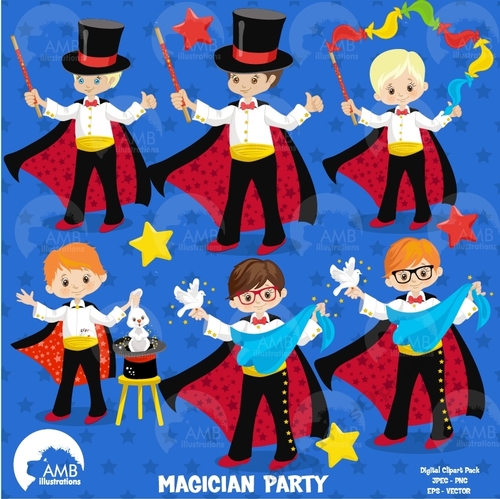 Magician boys clipart AMB-1268 - CUP913620_83483 | Craftsuprint