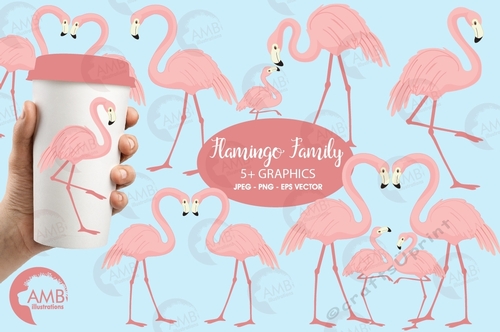 Flamingo Family Clipart AMB-1037 - CUP914432_83483 | Craftsuprint