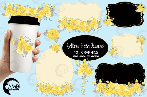 Yellow Rose Frames Clipart AMB-1114 - CUP915729_83483 | Craftsuprint