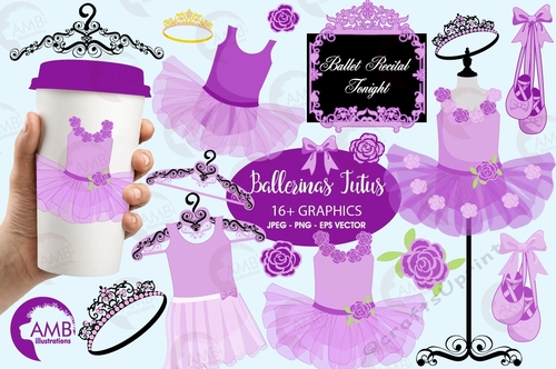 Purple Ballerina Tutus Clipart AMB-1318 - CUP915753_83483 | Craftsuprint