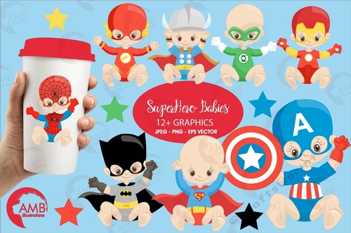 Superhero Babies Clipart AMB-1337 - CUP915761_83483 | Craftsuprint