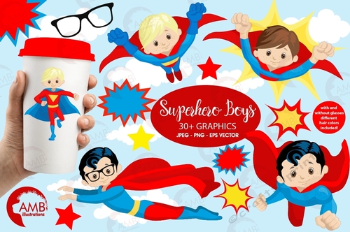 Superhero Boys Clipart AMB-1345 - CUP915765_83483 | Craftsuprint