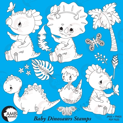 Baby Dinosaurs Stamps AMB-2420 - CUP916781_83483 | Craftsuprint