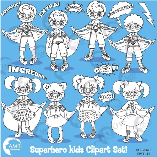 Superhero Kids Clipart AMB-2435 - CUP916789_83483 | Craftsuprint