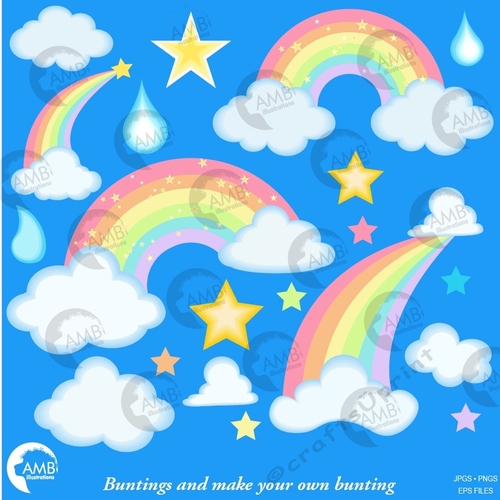 Pastel Clouds and Rainbows Clipart AMB-2443 - CUP916800_83483 ...
