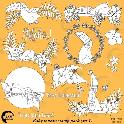 Baby Toucan Baby Stamp Pack AMB-2459 - CUP917116_83483 | Craftsuprint