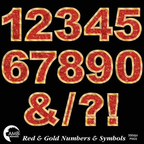 Red and gold numbers and symbols clipart, Red and gold numbers clipart ...