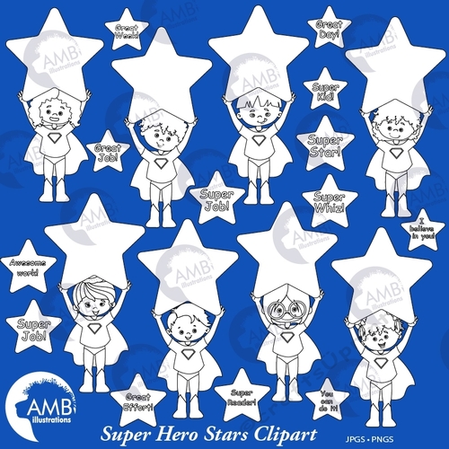 Super hero stamps clipart, Super heroes stamps, AMB-2319 - CUP932695 ...