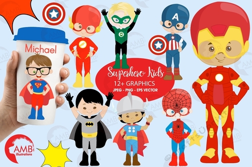 Superhero kids Clipart, Super Hero kids, Superkids Clipart, Kids ...