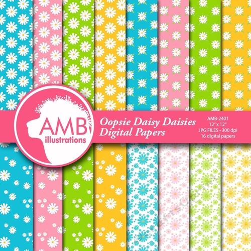 DAISY paper, daisy floral Digital Papers, oopsie Daisy florals, wedding ...