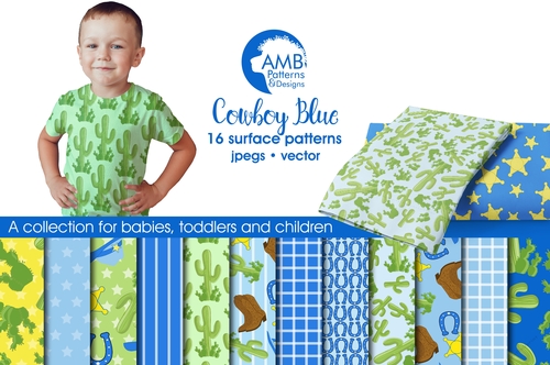 Cowboy digital paper, Cowboys in Blue background, Western theme ...