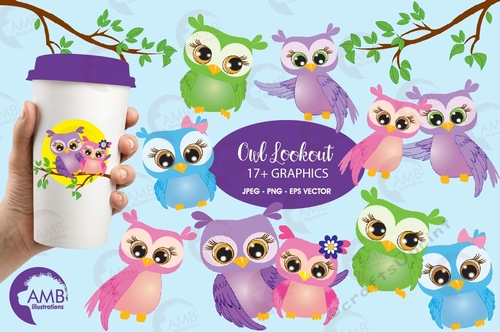 Owls clipart, owls in love clipart, commercial use, vector graphics ...