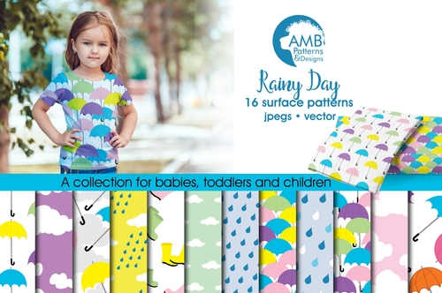 Rainy day digital paper, rainy day paper, weather paper, clouds ...