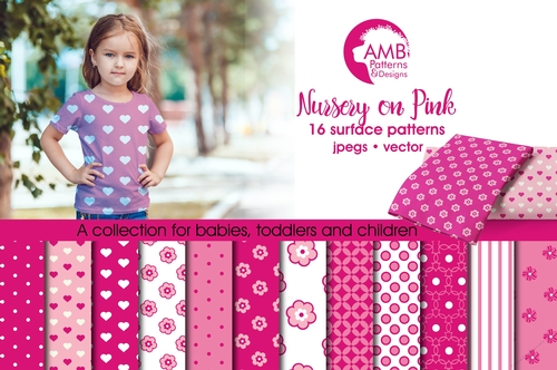 Floral papers, striped paper, Polka Dot papers, Girl papers, Heart ...