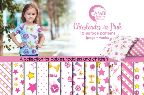 Cheerleader Digital Papers, Pink Cheerleaders papers, Sports Digital ...