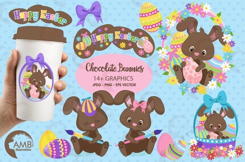 Easter Clipart, Bunny Clipart, Chocolate Bunny Clipart, Easter ...