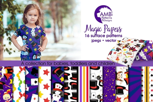 Magician Digital Paper, Magic Party Papers, Magic Show Birthday Party ...