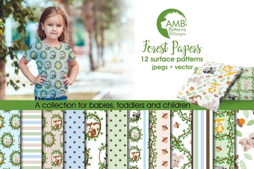 Forest Animals Digital Papers, Raccoons digital papers, Digital papers ...